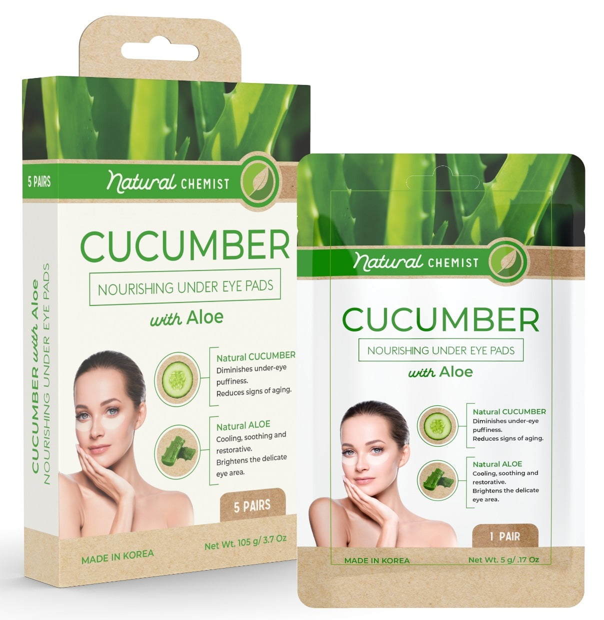 Natural Chemist Cucumber & Aloe Under Eye Patches - Diminishes Dark ...