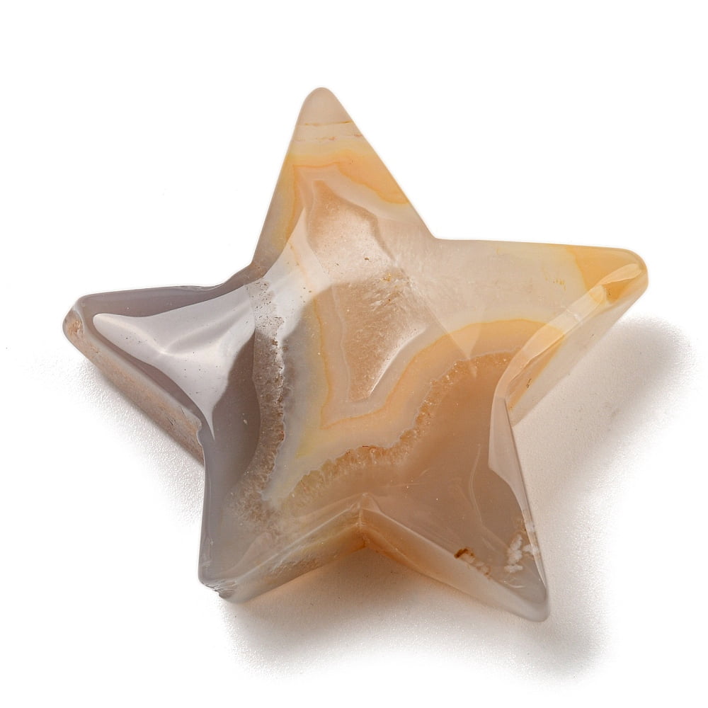 Natural Cherry Blossom Agate Carved Healing Star Figurines Reiki Energy ...