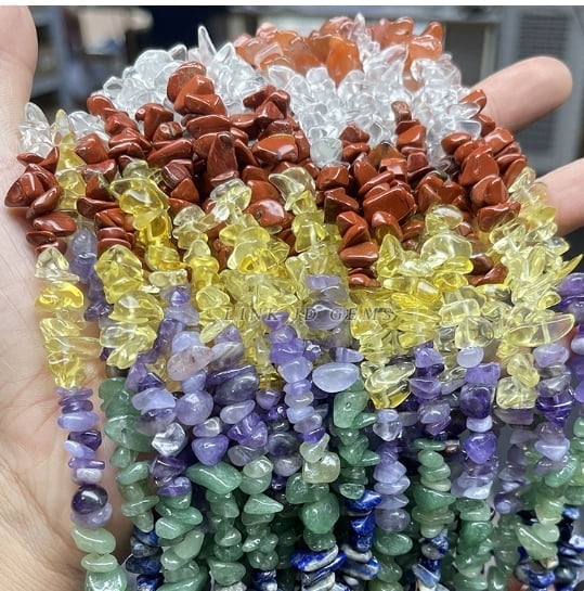 Natural Chip Stone Beads Hole Drilled DIY, Multi-Color Irregular Chips ...