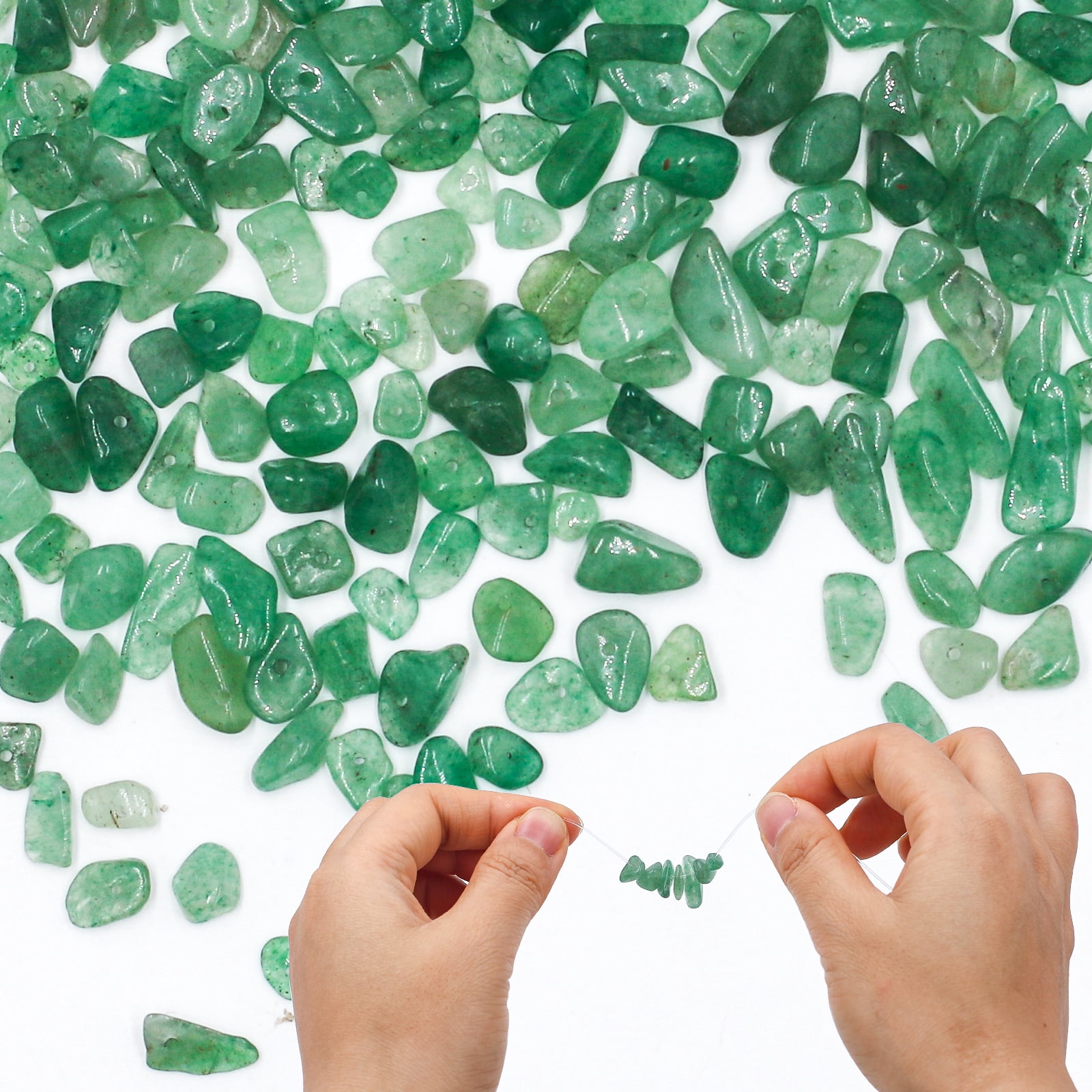 Natural Chip Stone Beads Hole Drilled DIY, green aventurine Irregular ...