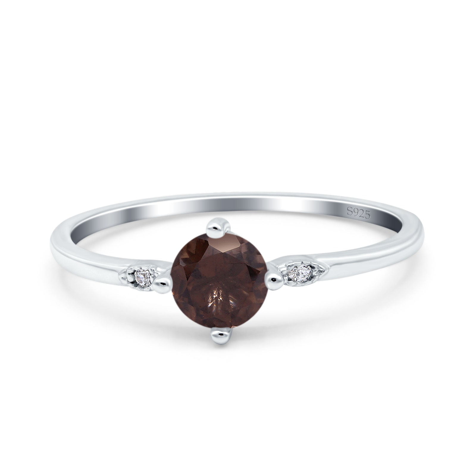 Natural Chocolate Smoky Quartz Size-9 Minimalist Round Solitaire ...