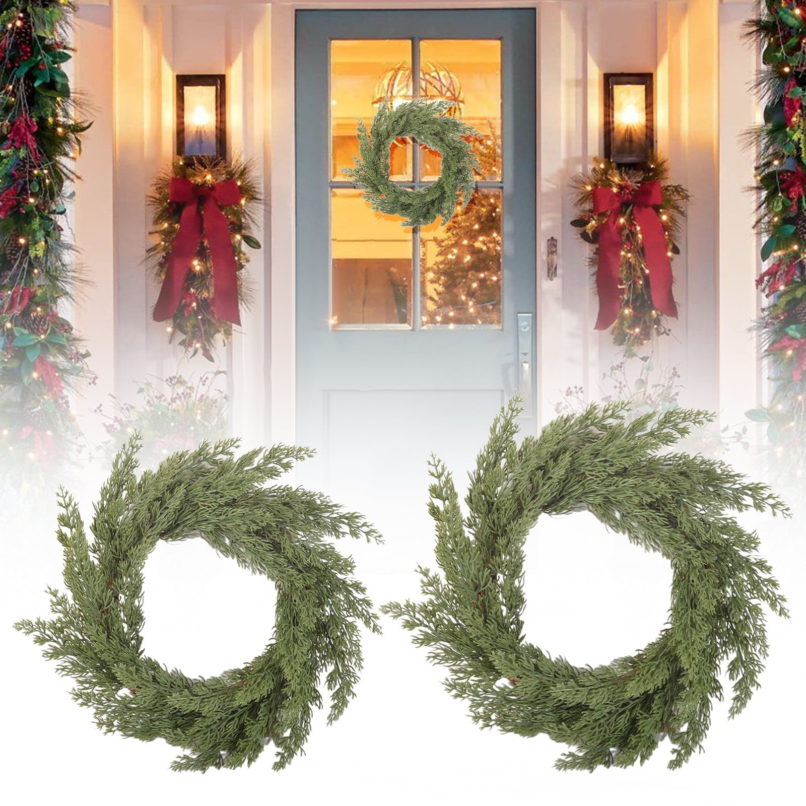 Natural Christmas Wreath With Green Needles, Biodegradable Garland For ...