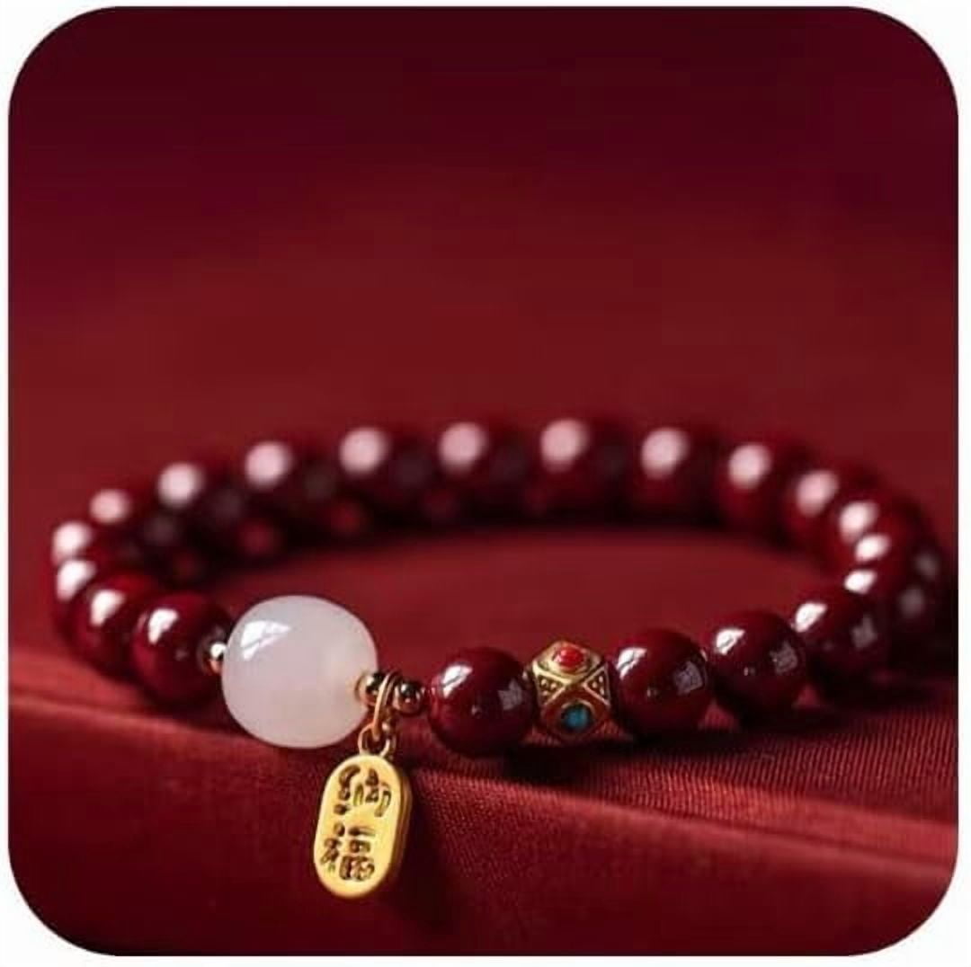 Natural Cinnabar Bracelet Feng Shui Amulet Prosperity Purple Red ...