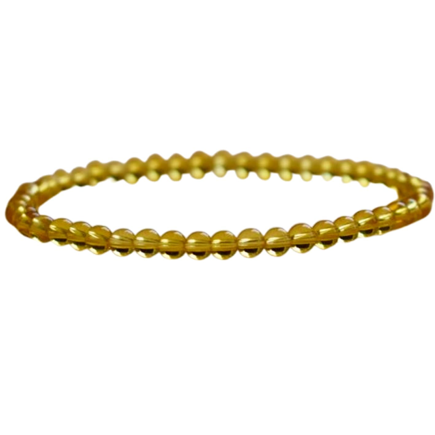 Natural Citrine 4mm Round Shape Smooth Cut Beads Stretchable Bracelet ...