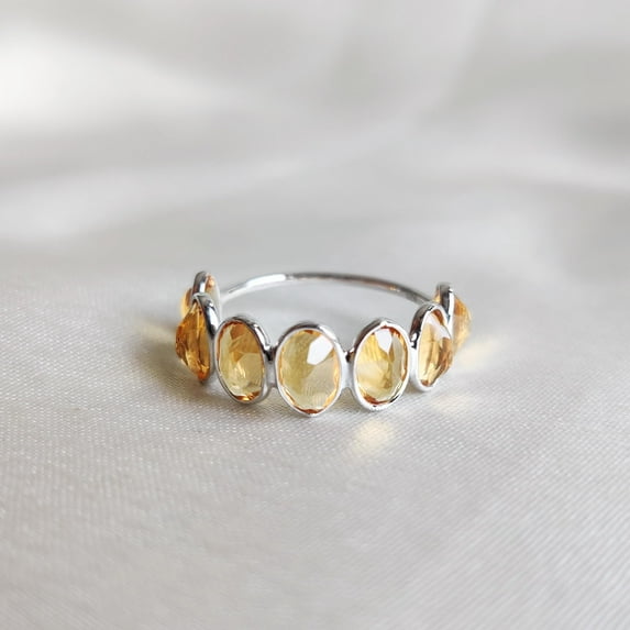 Natural Citrine Ring, 14K Solid White Gold Citrine Ring, November ...