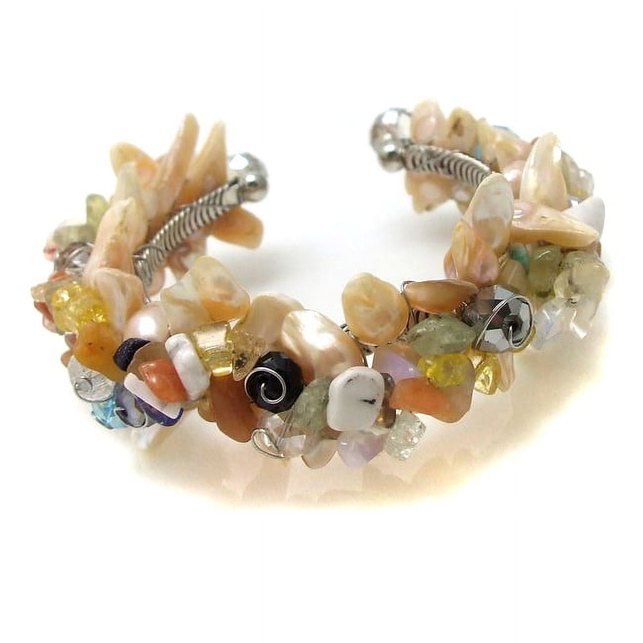 Natural Clusters Sea Shells and Multistone Cuff for Female Adult ...