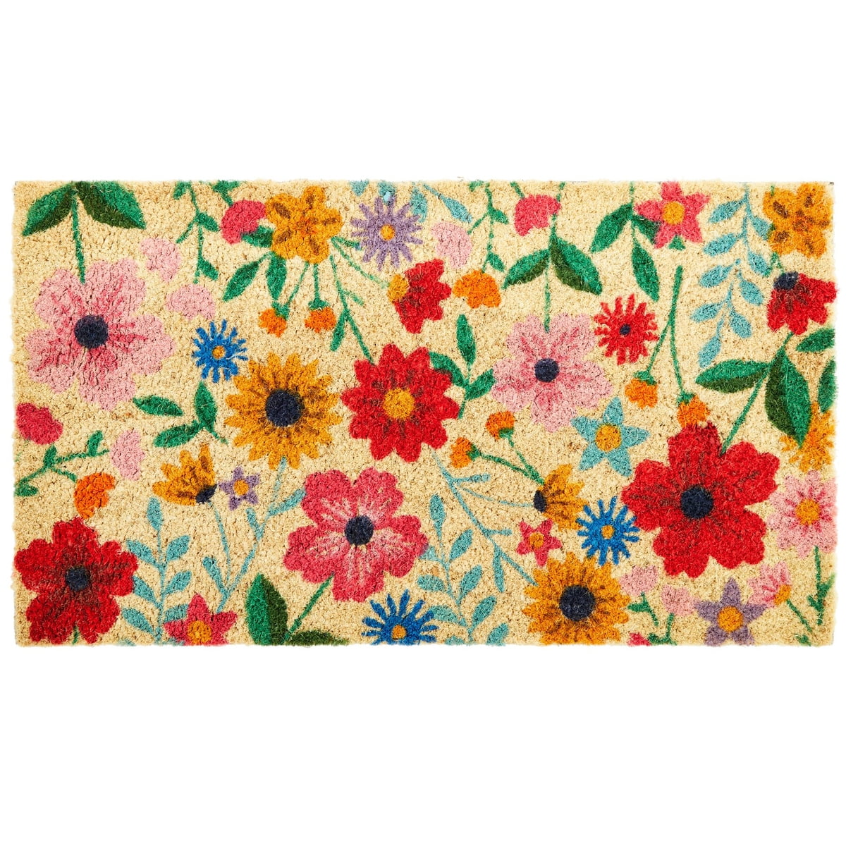Natural Coco Coir Spring Flower Door Mat 17 x 30 Inches for Front Door ...