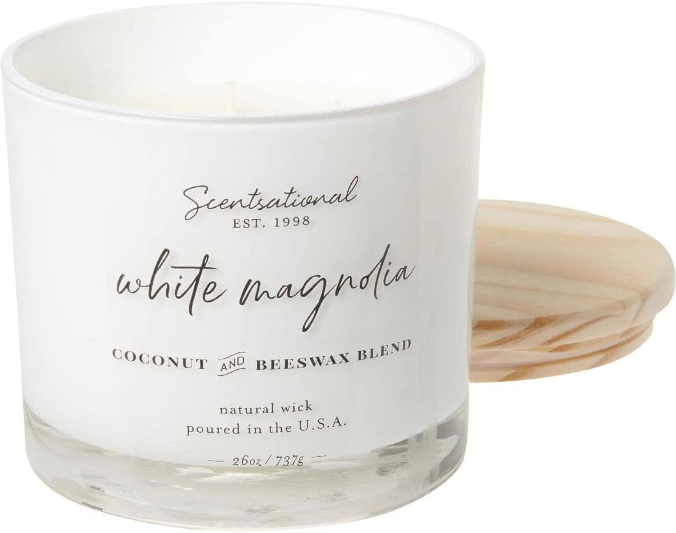 Natural Coconut + Beeswax Scented Candle White Magnolia (in Cursive) XL ...