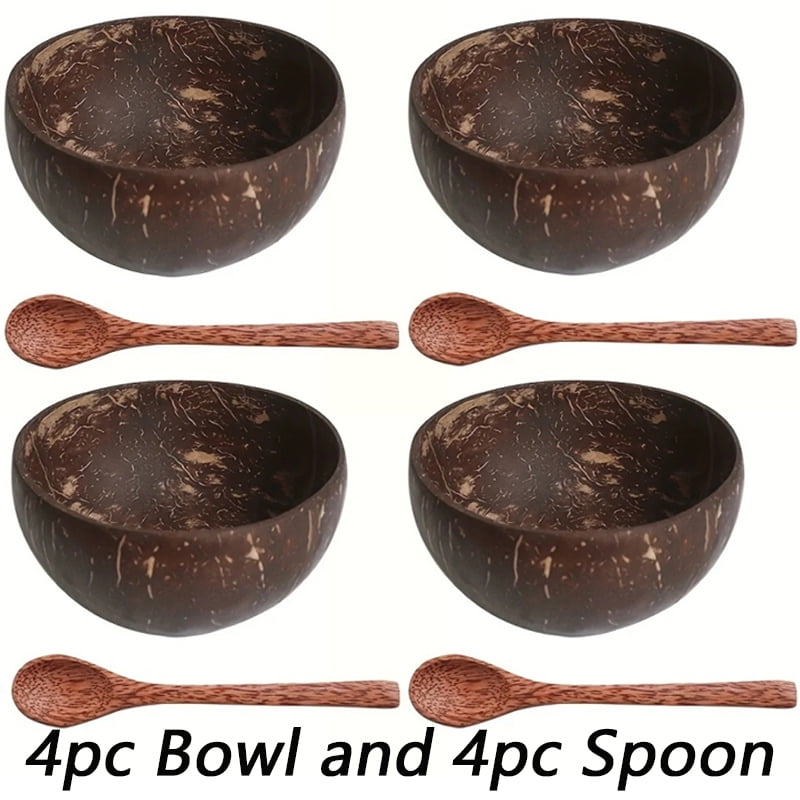 Natural Coconut Bowls For Serving Dishes Wooden Reusable Bowl Utensils ...
