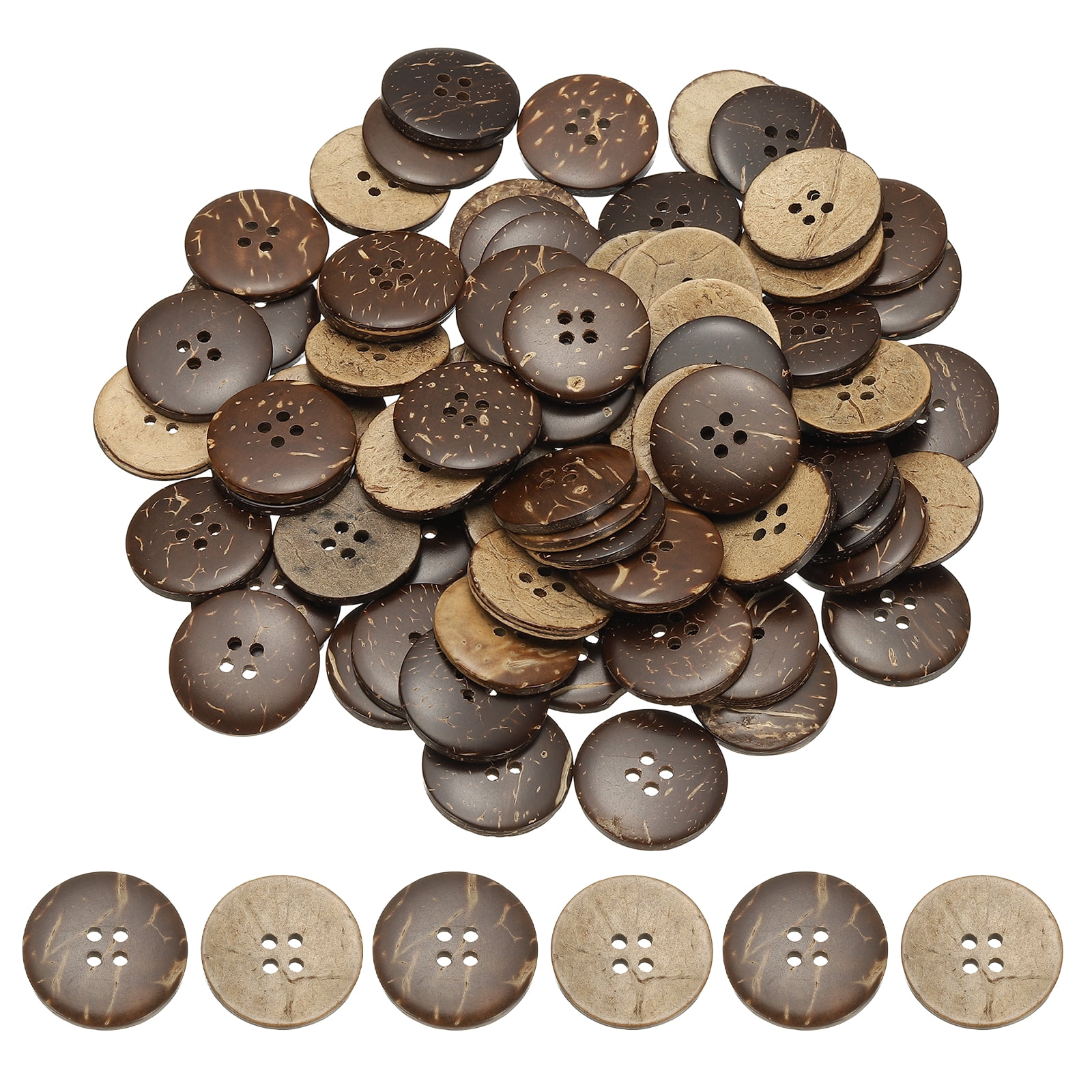 Natural Coconut Shell Buttons, 4 Holes Wooden Buttons for Sewing DIY ...