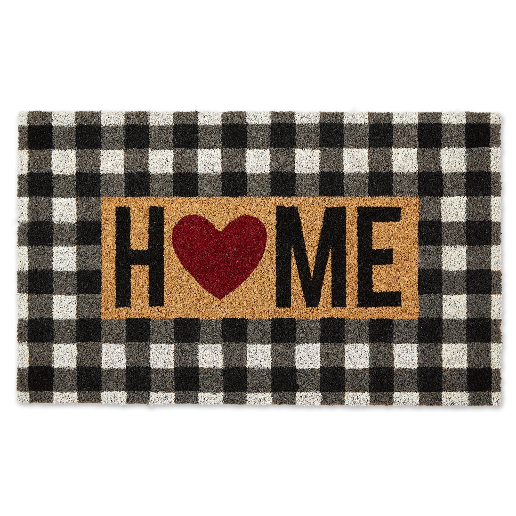 Natural Coir Decorative Checkered Doormat with PVC Backing, 17x29 ...