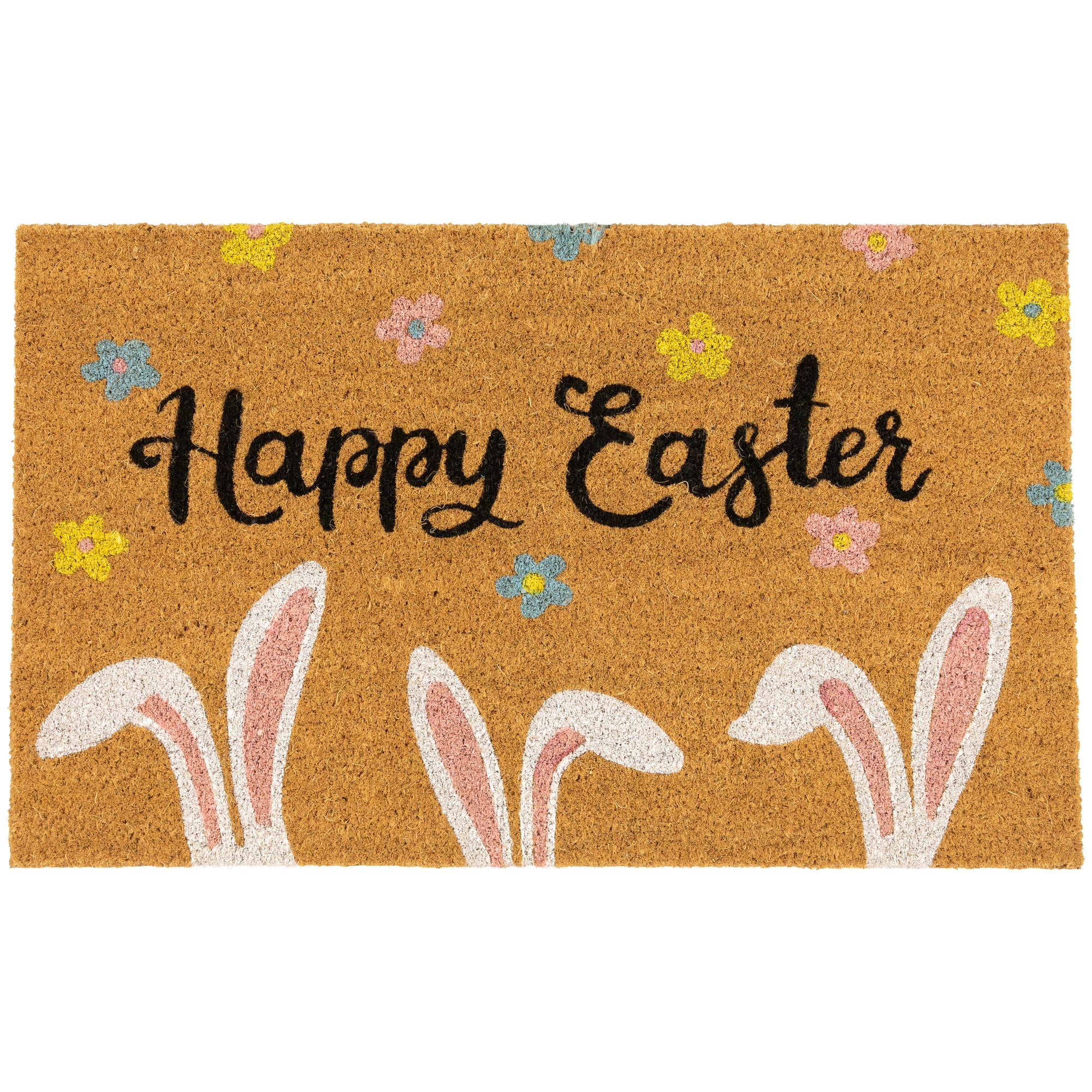 Northlight Natural Coir Happy Easter Bunny Ears Outdoor Doormat - 18" x ...