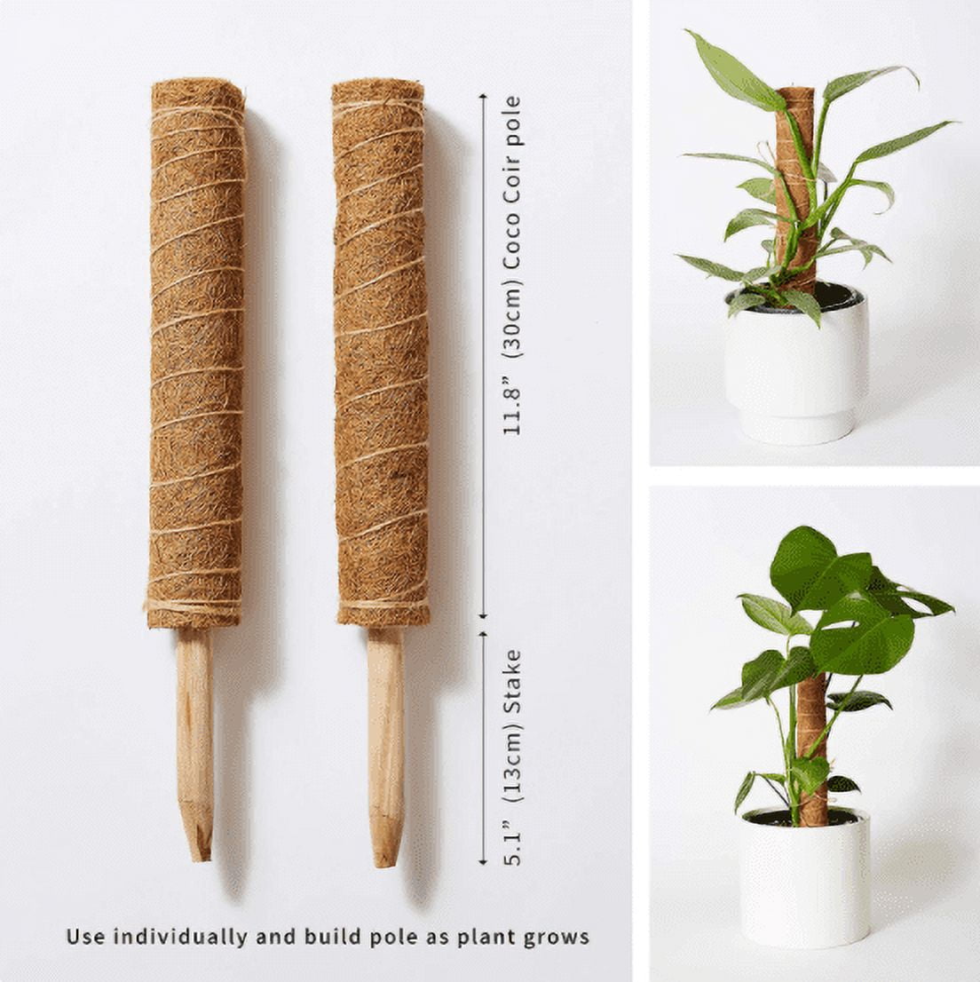 Natural Coir Nut Fiber Moss Poles - Extendable to 28.7 Inches - Walmart.com