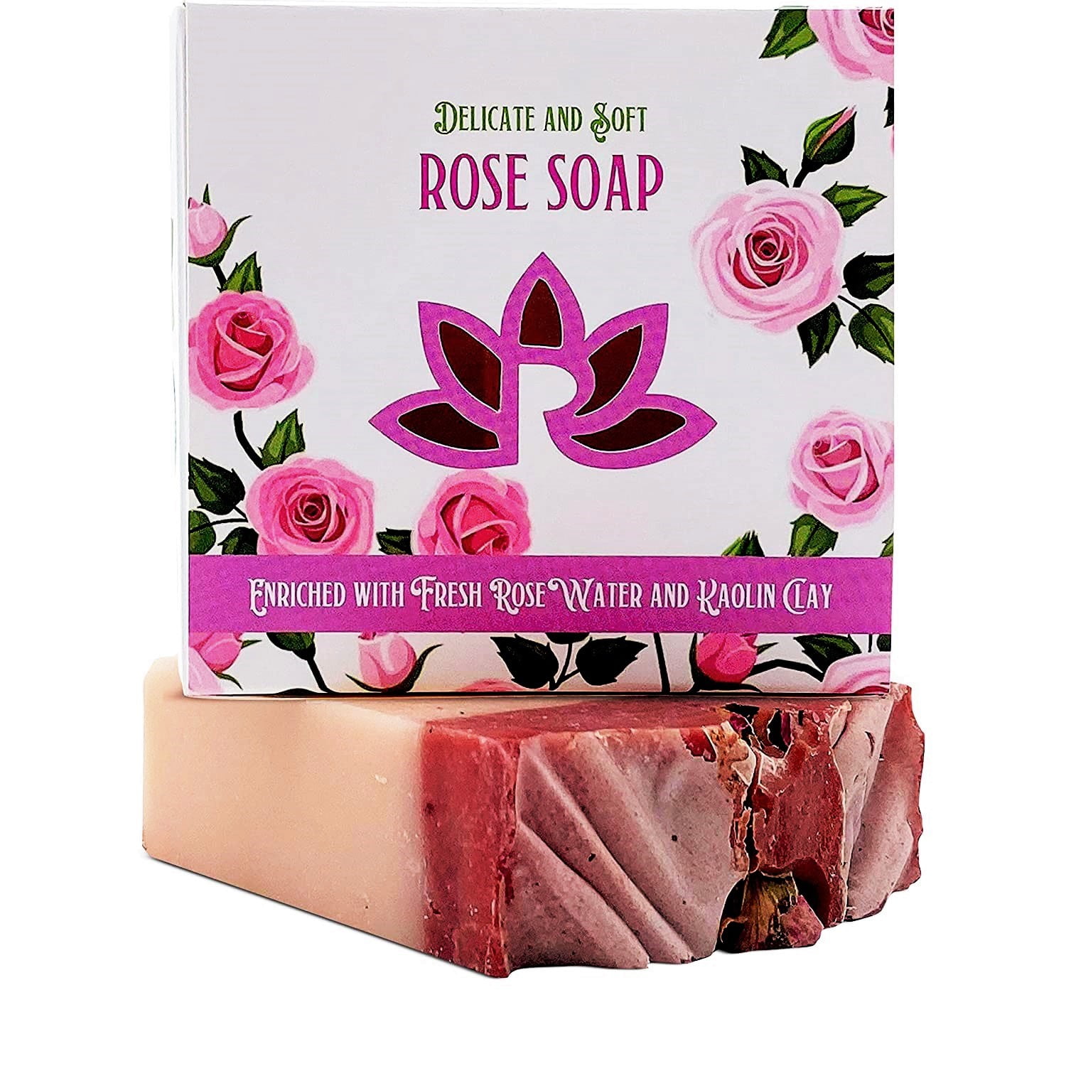 Natural Cold Process Soap Bar With Fresh Rose Water Kaolin Clay Rose