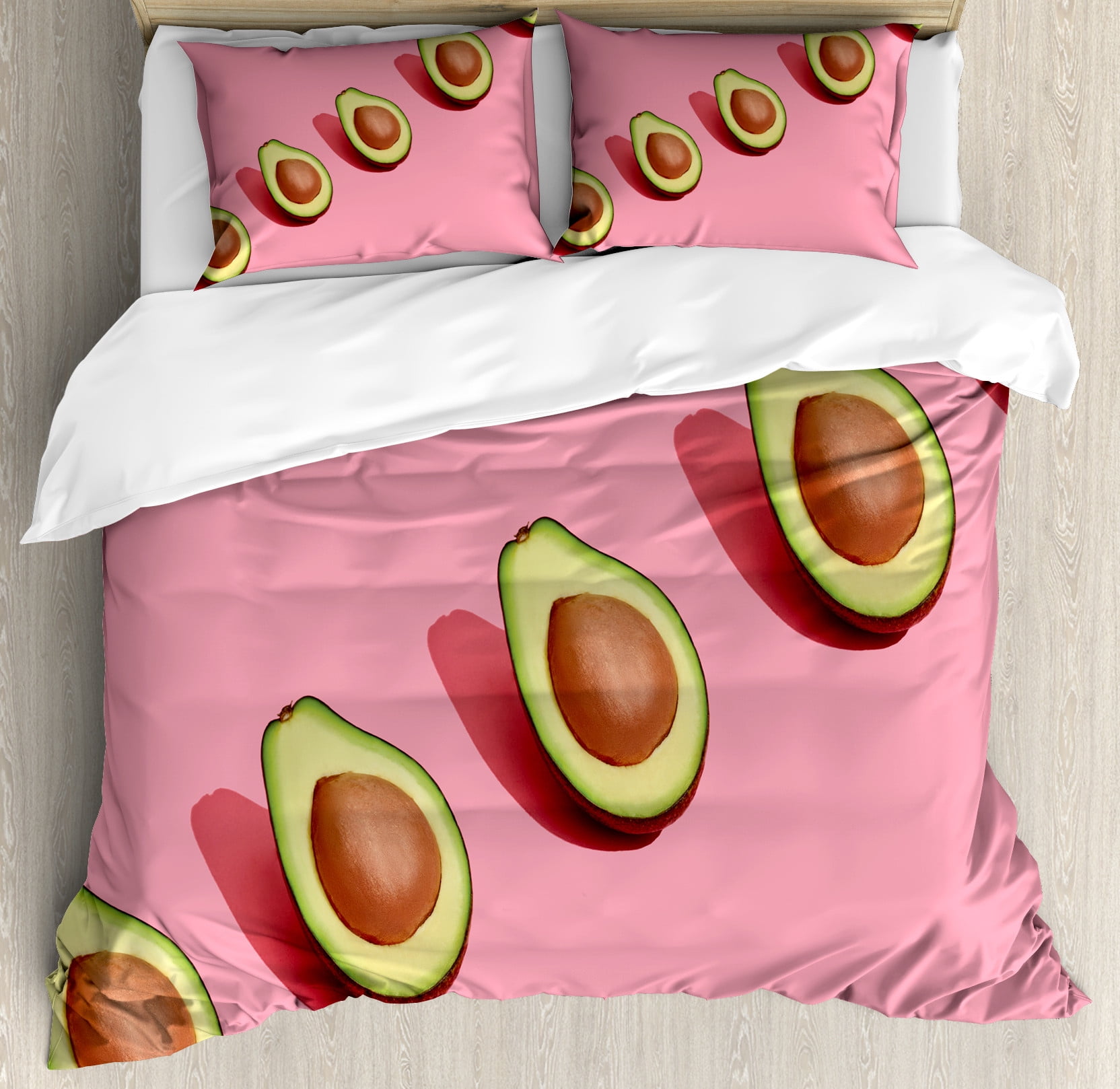 Natural Color Duvet Cover Set, Fruit Art Line of Halved Fresh Avocados ...