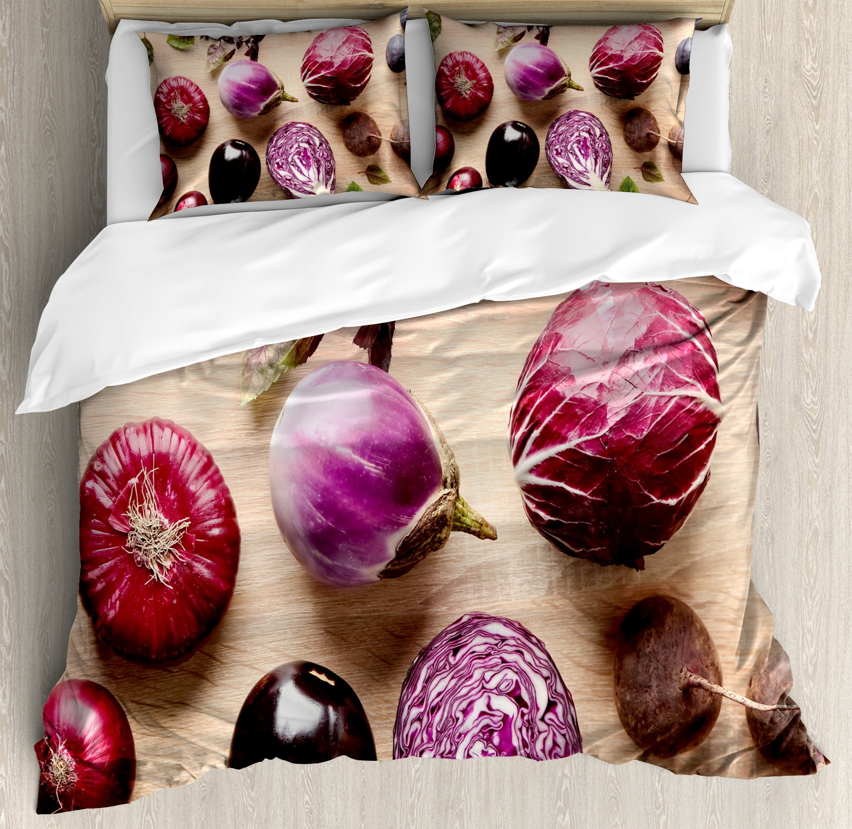Natural Color Duvet Cover Set, Healthy Food Above Vista Photo of Fresh ...