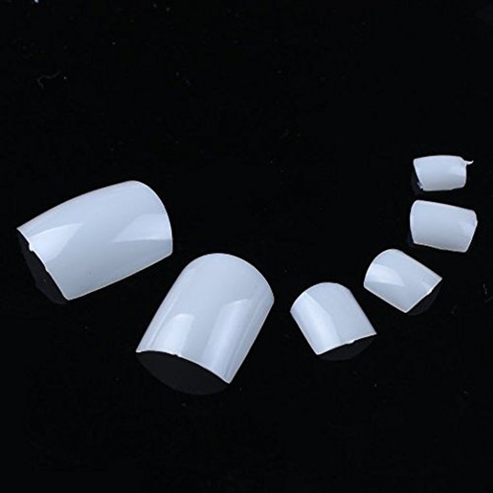 Natural Color False Toe Nails Full Cover Artificial French Acrylic Toe ...