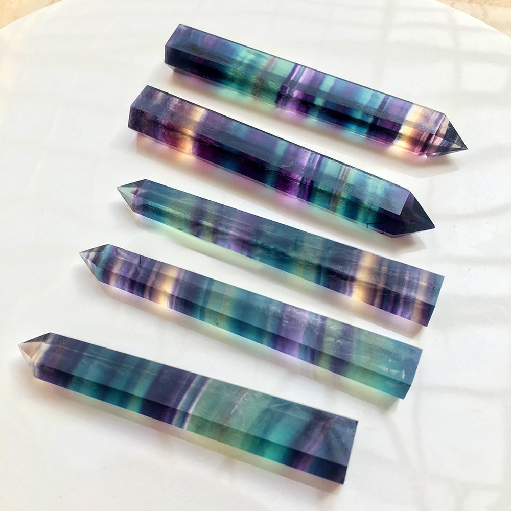 Natural Colorful Fluorite Pointed Prism Bar Home Display Decoration ...