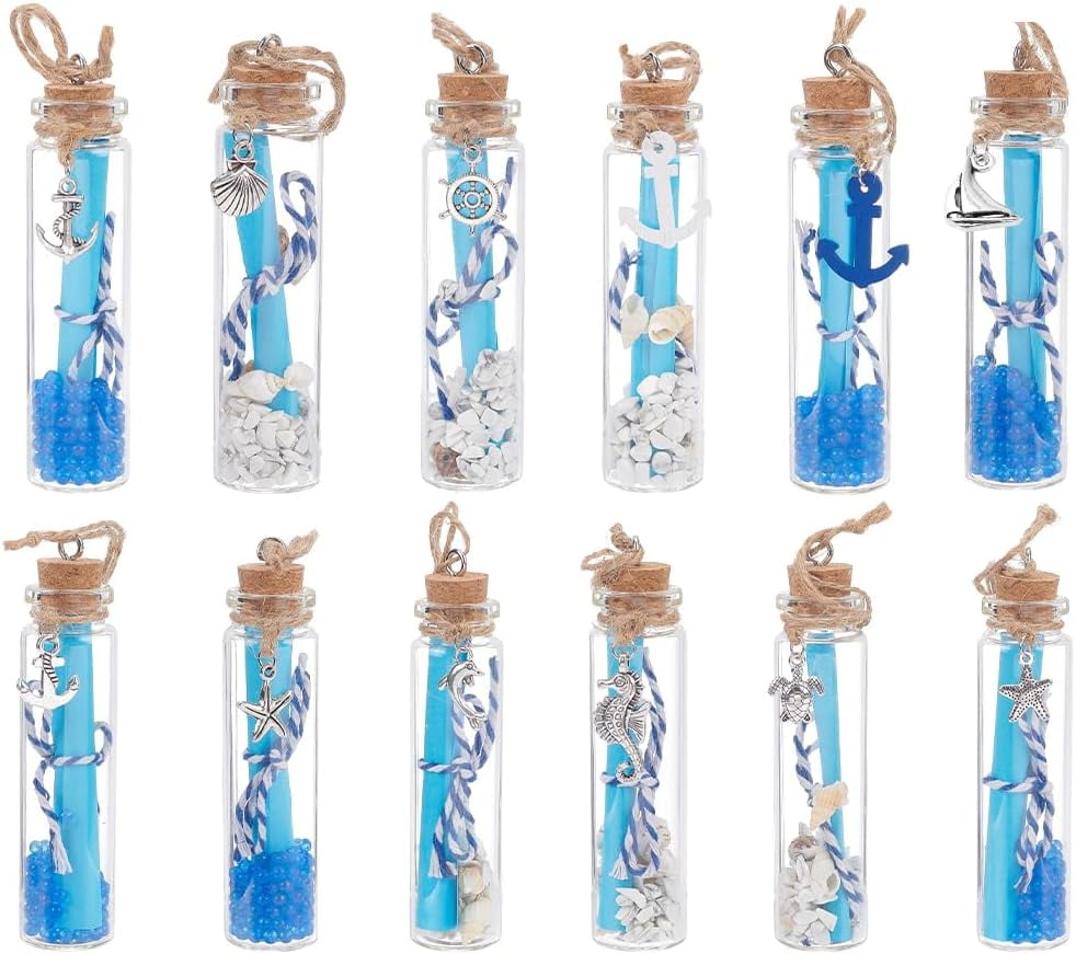 Natural Conch Shell & Howlite Chip & Paper in Glass Bottle Pendant ...