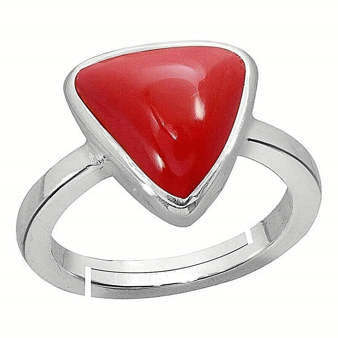 Natural Coral Gemstone Ring,925 Sterling Silver, Astrological Ring For ...