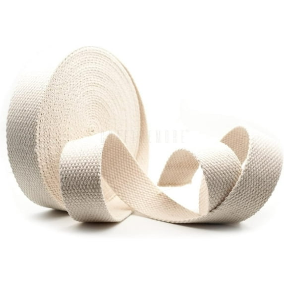 Natural Cotton Webbing Ribbon for Arts & Crafts, Fabric Purse Strap ...