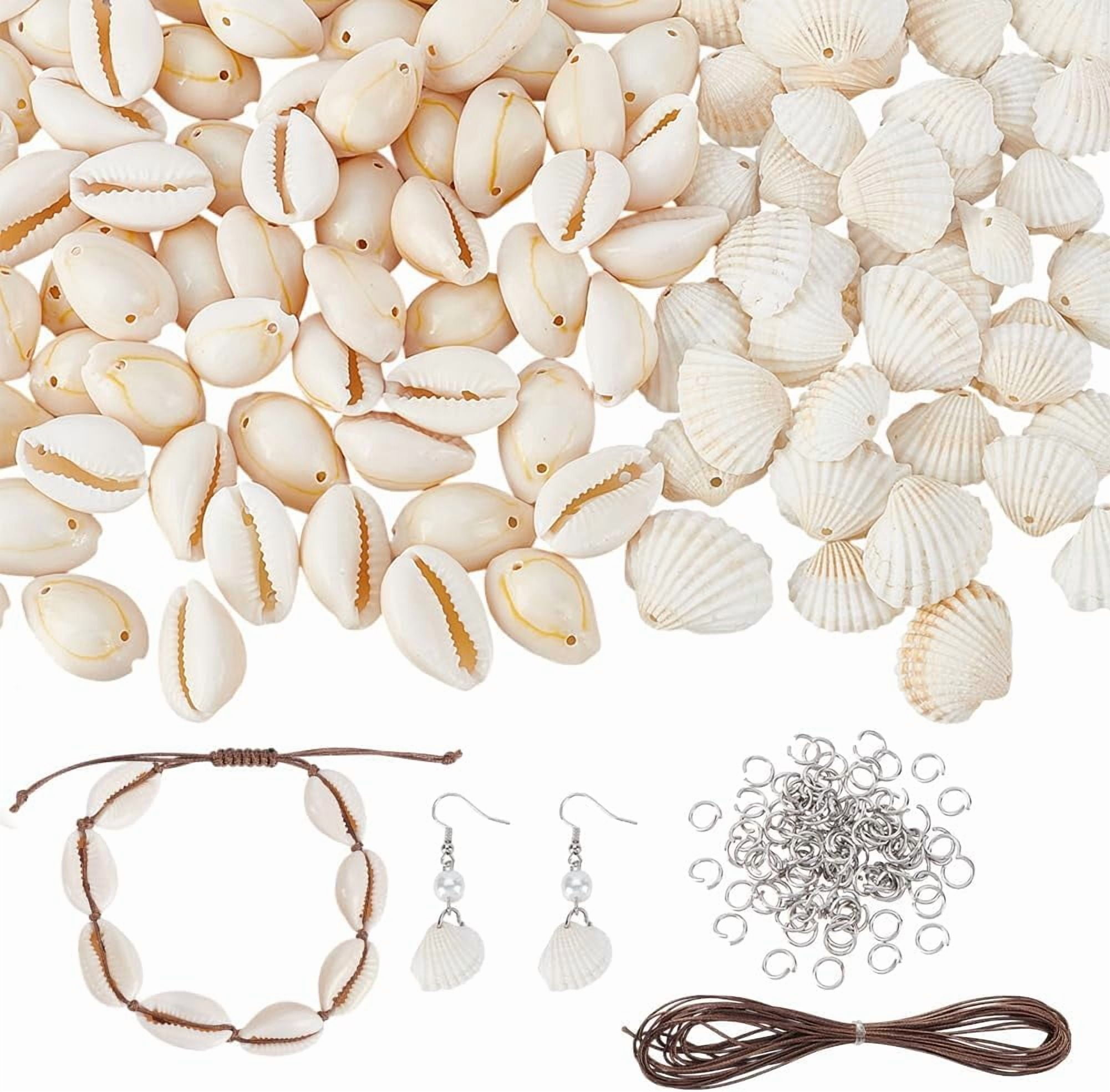 Natural Cowrie Beads Scallop Shell Beads with Hole Including Cord Jump ...