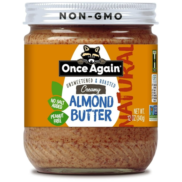 Natural Creamy Almond Butter, 12oz - Roasted - Salt , Unsweetened ...
