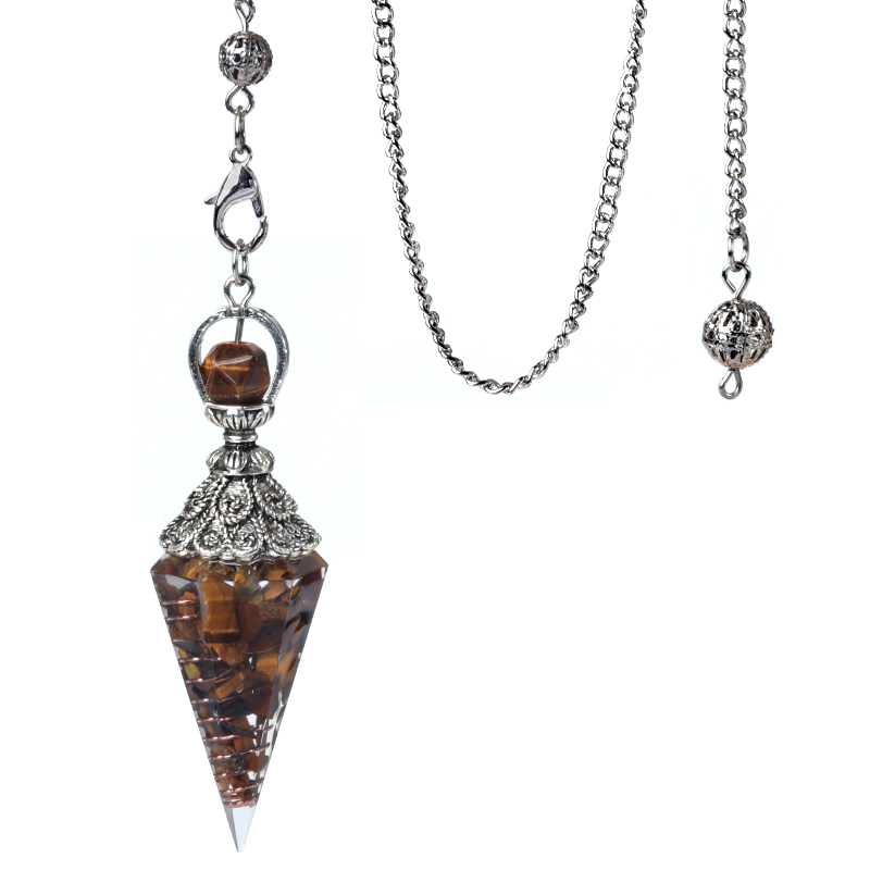 Natural Crystal Agates Pendulum Ornament Three Phases Hexagonal Cone ...