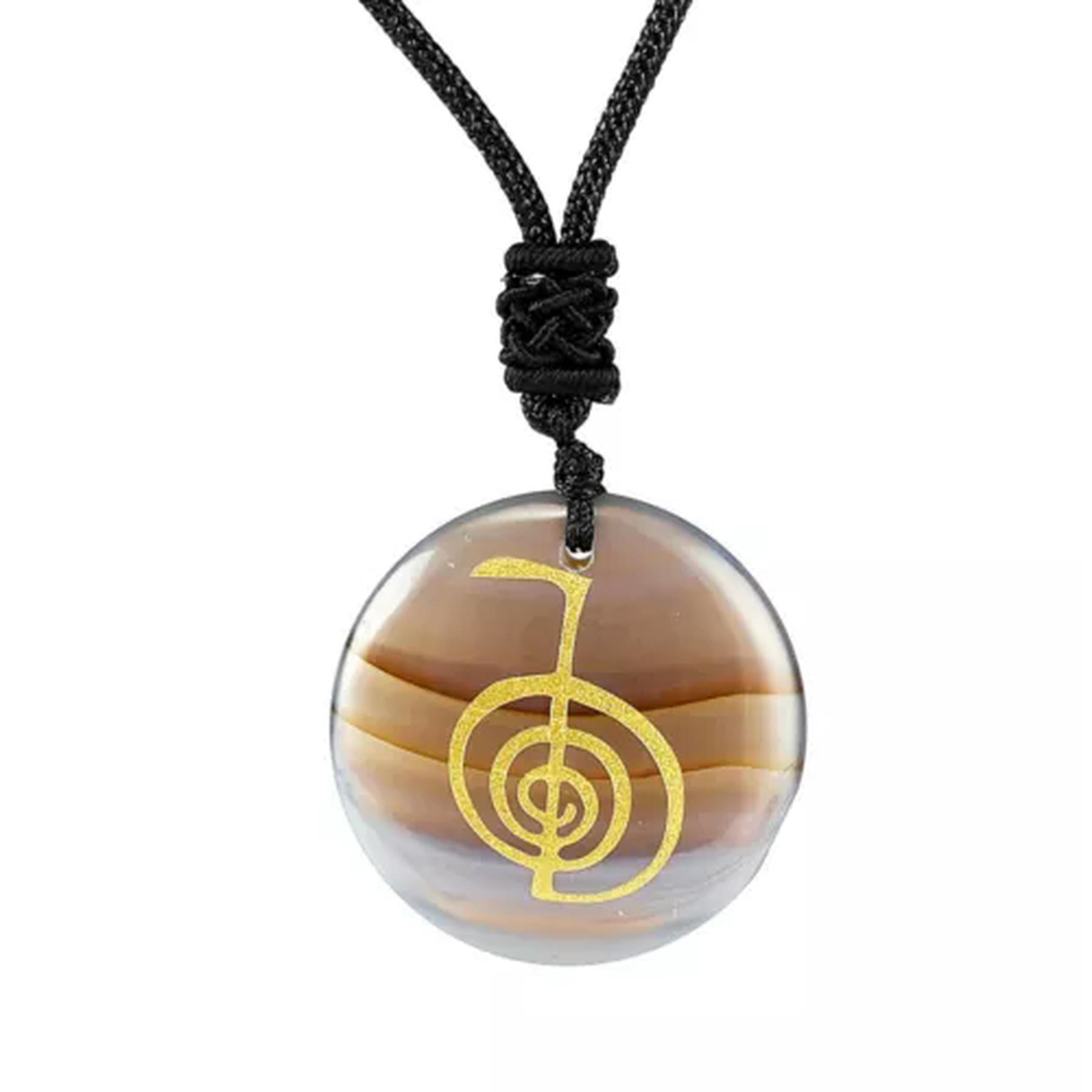 Natural Crystal Cho Ku Rei Quartz Necklace Stone Aura Symbol Round ...