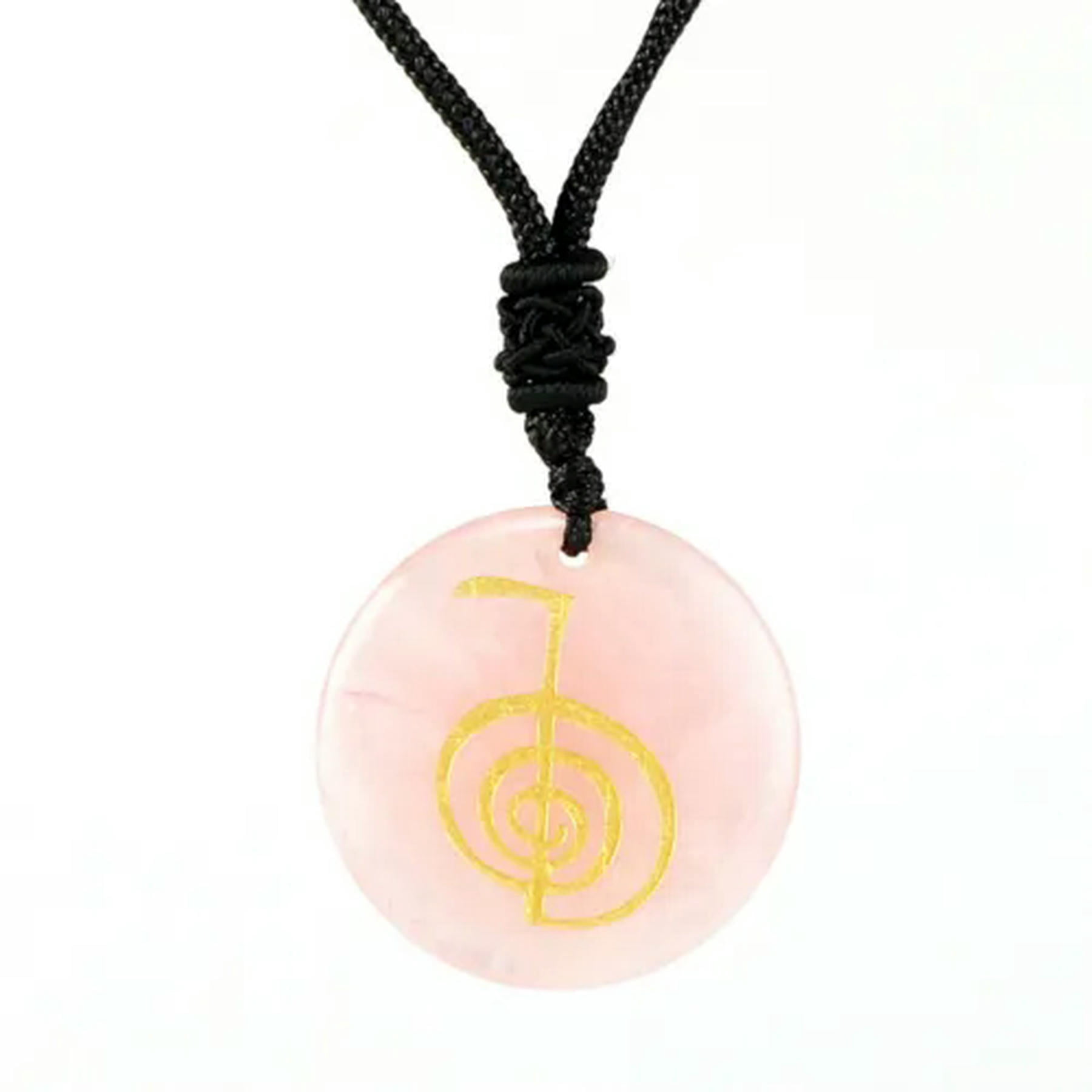 Natural Crystal Cho Ku Rei Quartz Necklace Stone Aura Symbol Round ...