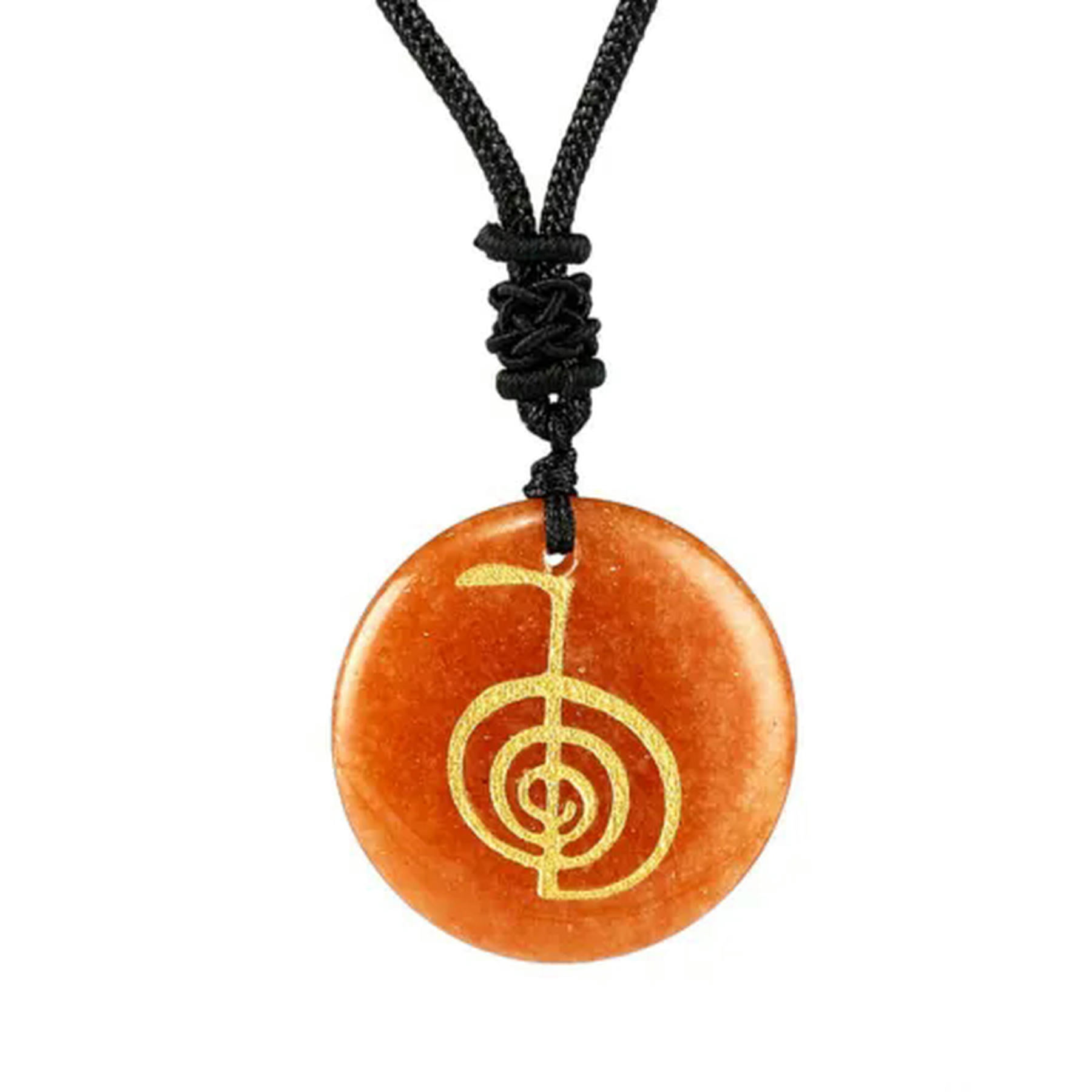 Natural Crystal Cho Ku Rei Quartz Necklace Stone Aura Symbol Round ...