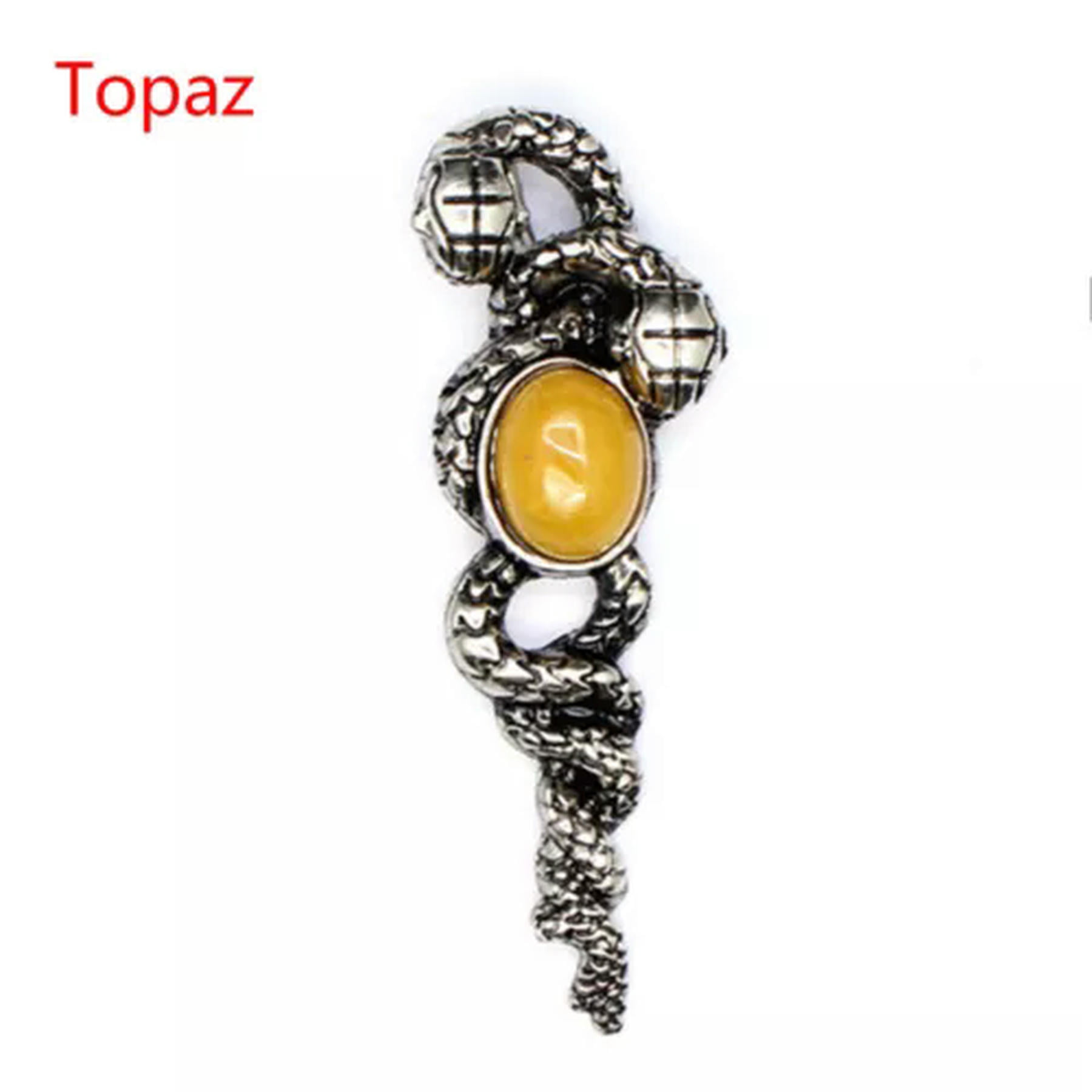 Natural Crystal Double Snake Scepter Pendant Quartz Stone Healing Reiki ...