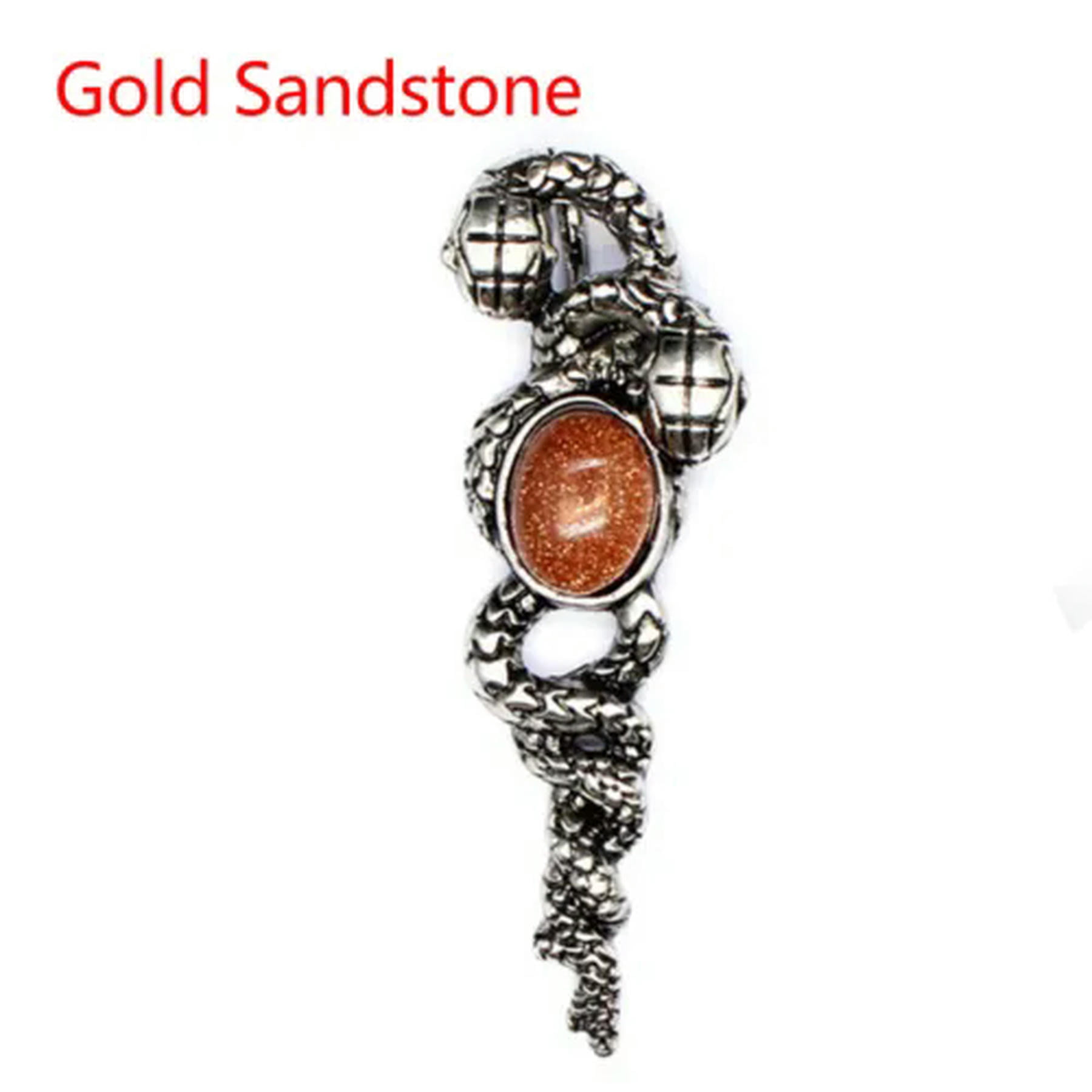 Natural Crystal Double Snake Scepter Pendant Quartz Stone Healing Reiki ...