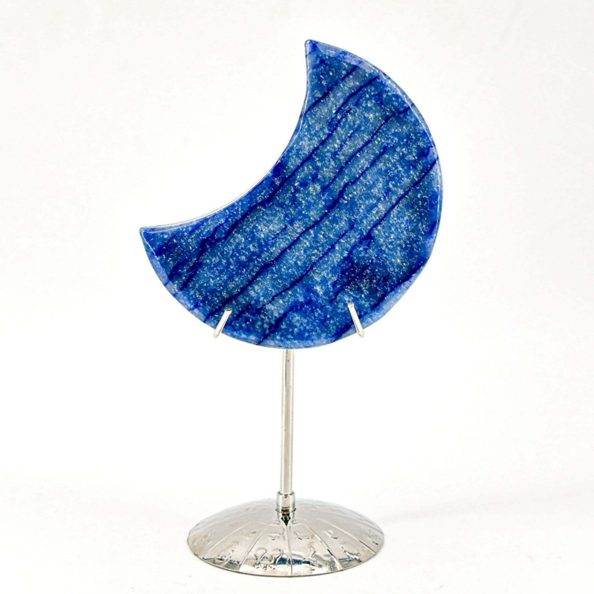 Natural Crystal Gem Stone Carved Blue Aventurine Crescent Moon ...