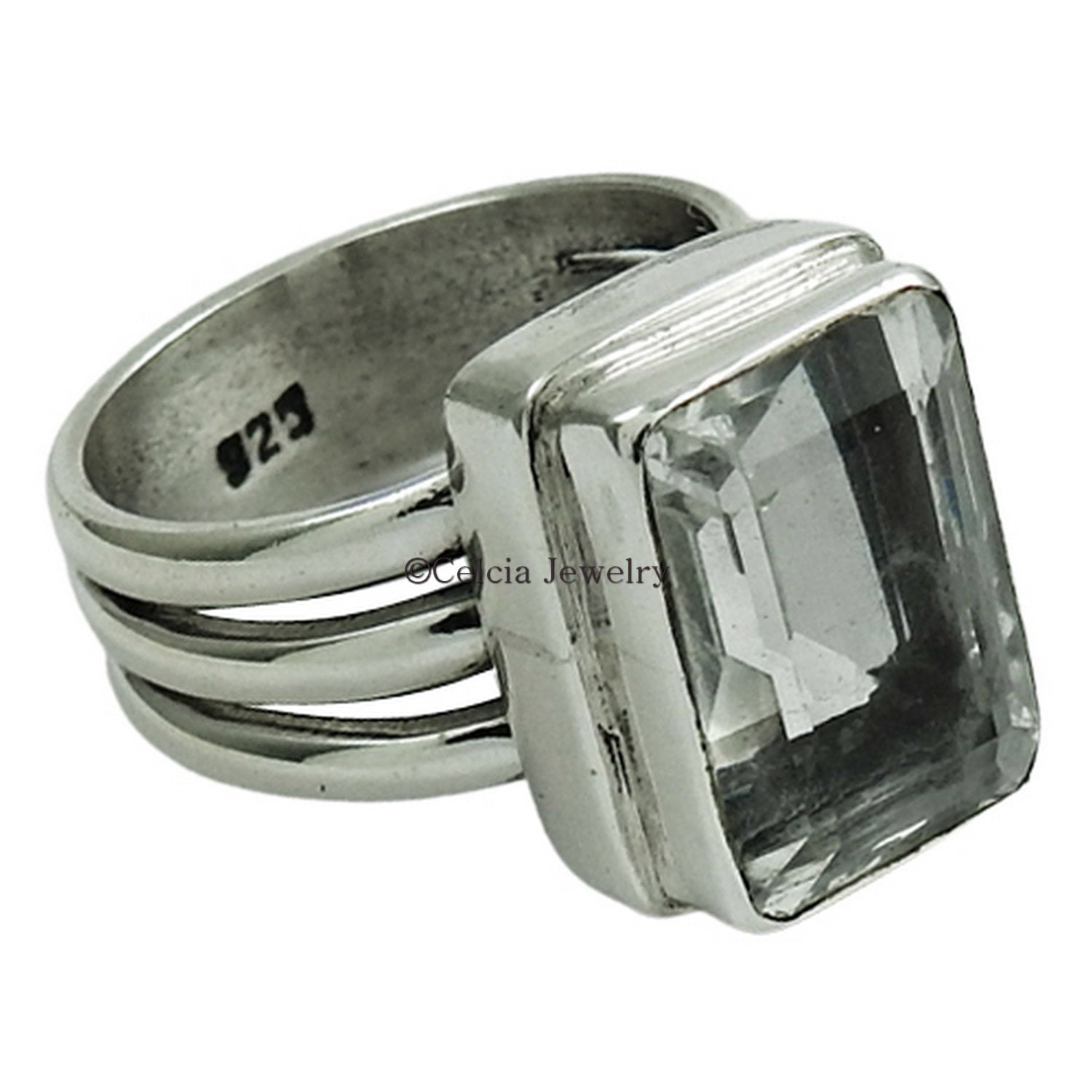 Natural Crystal Quartz Band Ring, Statement Ring, Wedding Ring ...