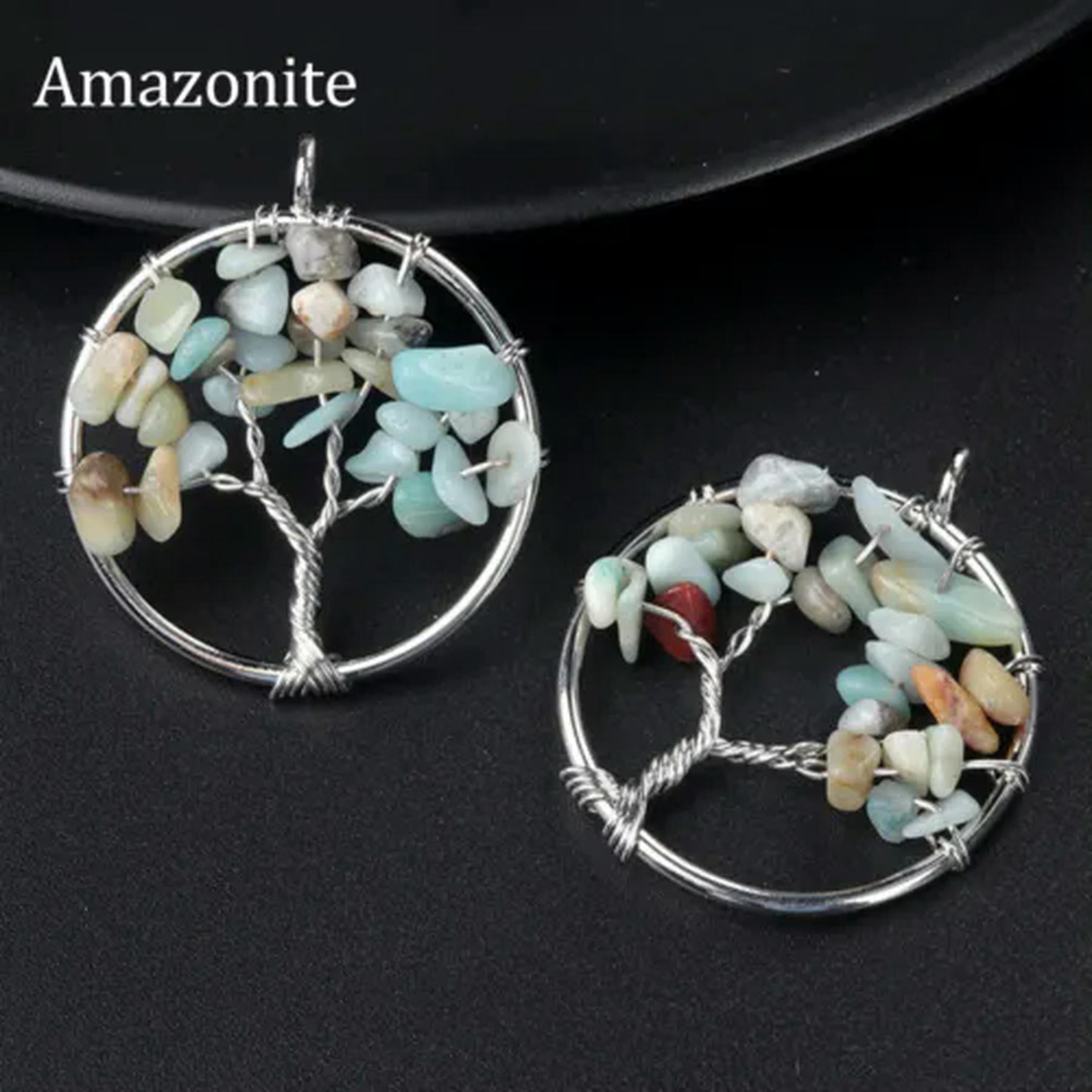 Natural Crystal Quartz Tree of Life Wire Wrapped Stone Pendant Necklace ...