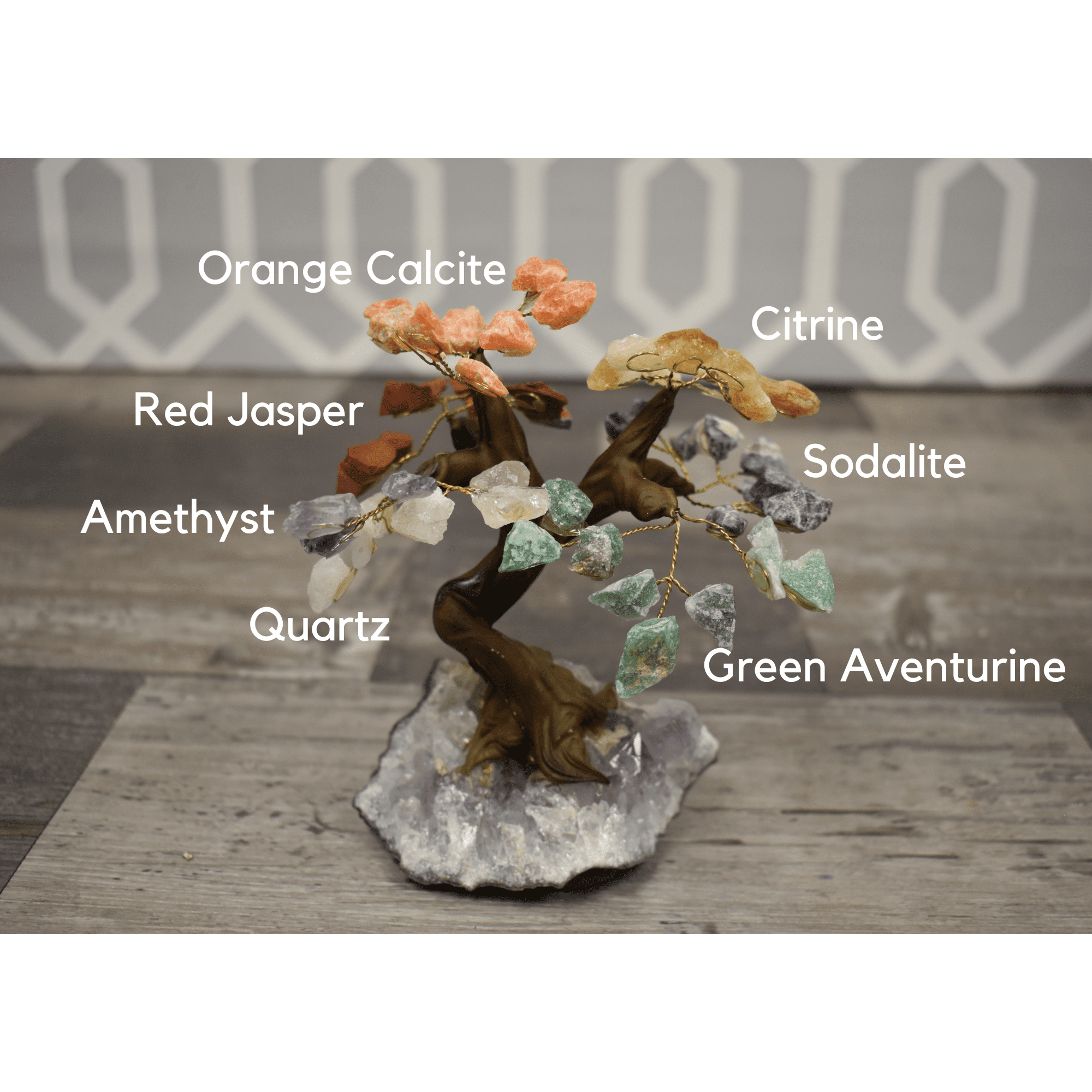 Natural Crystal Tree Decor, Desk Decor with Multicolored Mixed Stones ...