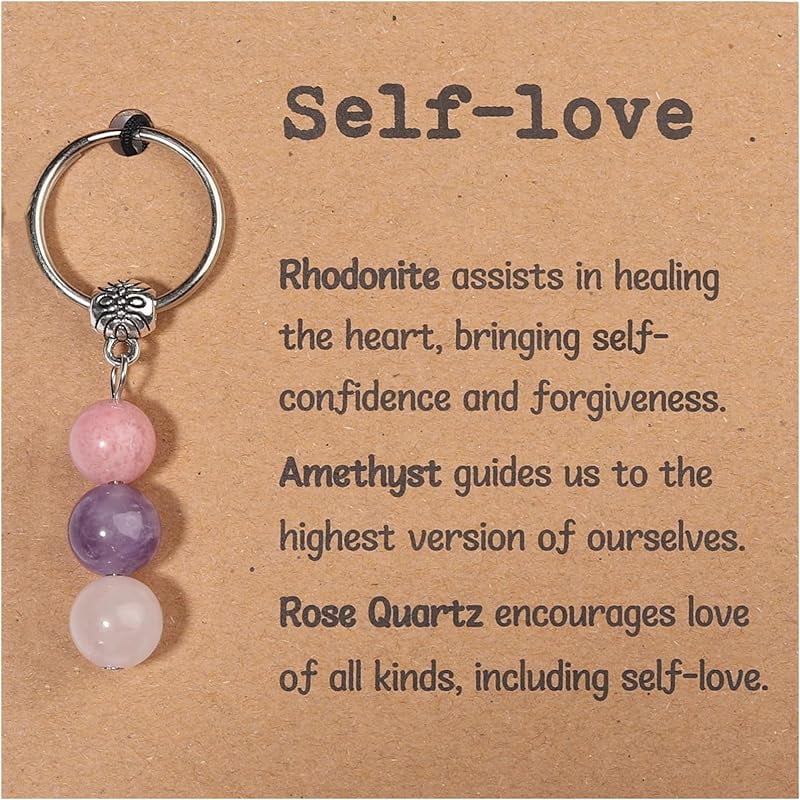 Natural Crystals Keychain Gift for New Beginnings, Small Healing Stones ...