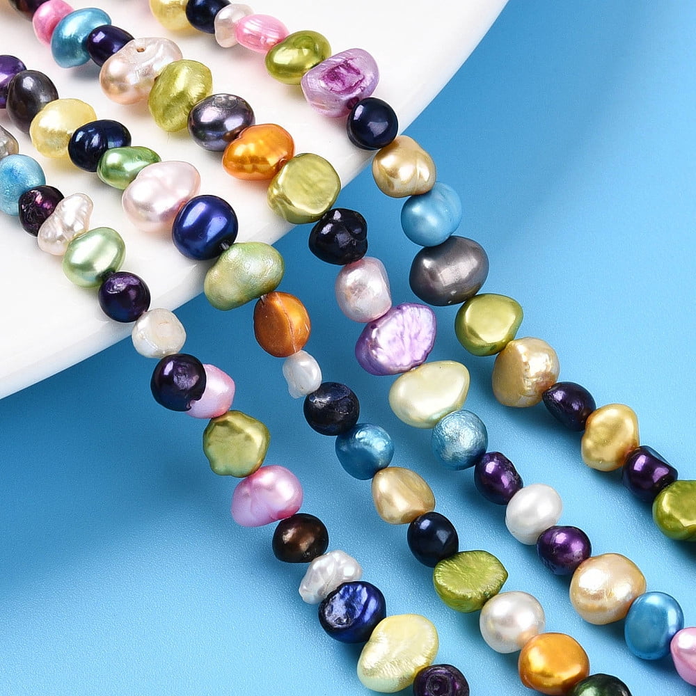 Natural Cultured Freshwater Pearl Beads Strands Dyed Two Side Polished ...