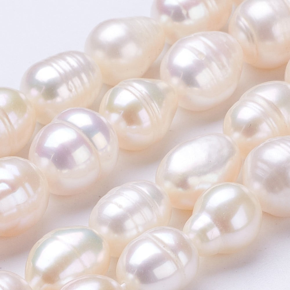 Natural Cultured Freshwater Pearl Beads Strands Rice Seashell color 9 ...