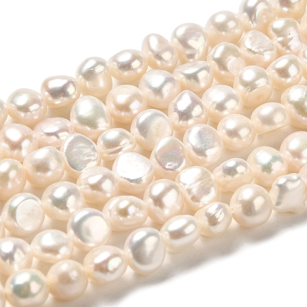 Natural Cultured Freshwater Pearl Beads Strands Two Sides Polished ...