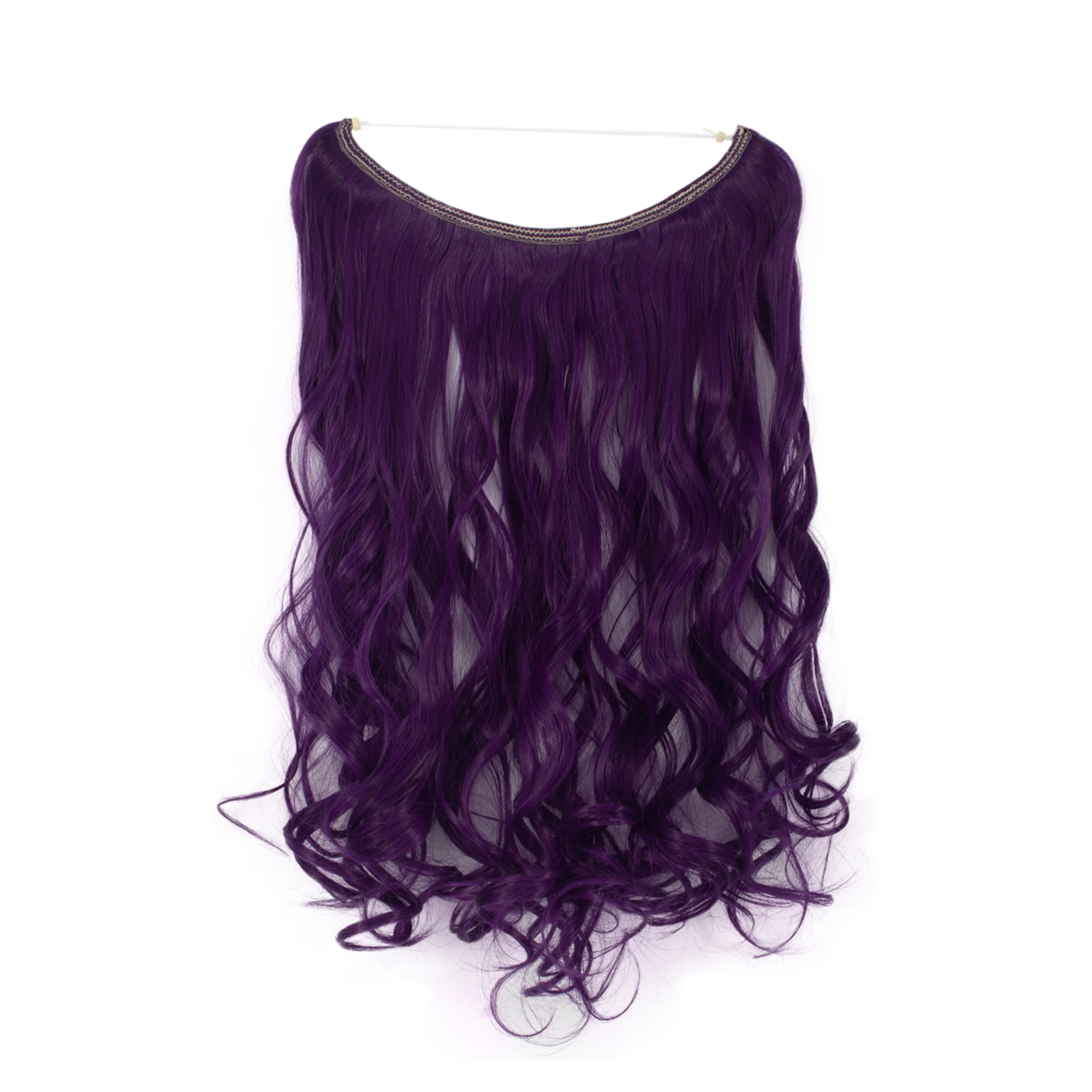 Natural Curly/Wavy Wire Headband Hidden Hair Extension NO Clip Ins ...