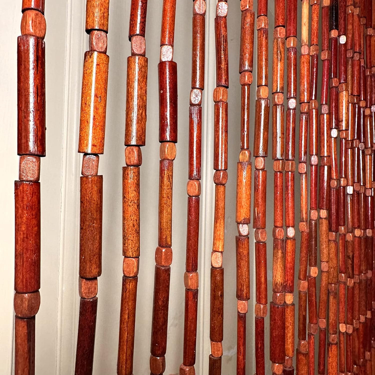 Natural Dark Brown Bamboo Beaded Curtain Room Divider Plain Design ...