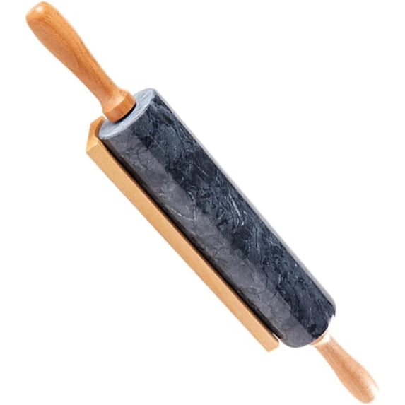 Natural Dark Pattern Marble Rolling Pin with Wooden Handles Non-stick ...