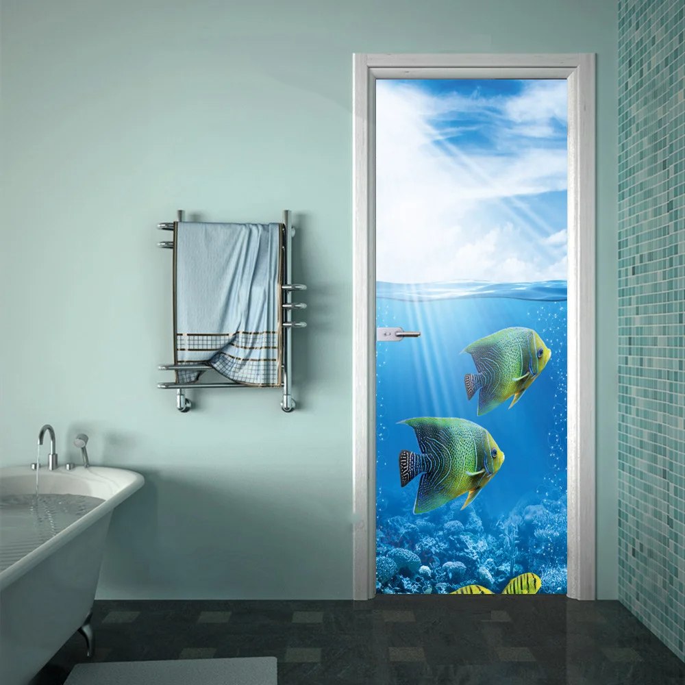 Natural Deep-sea Animals Fish Whale Door Sticker Self Adhesive ...