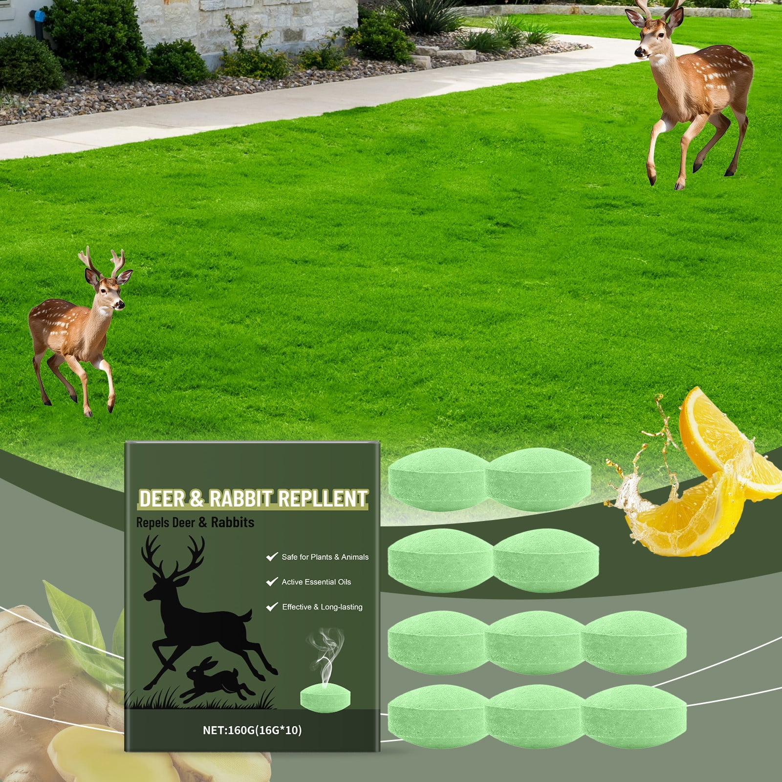 Natural Deer & Rabbit Repellent Tablets Safe for Plants & Animals, Long ...
