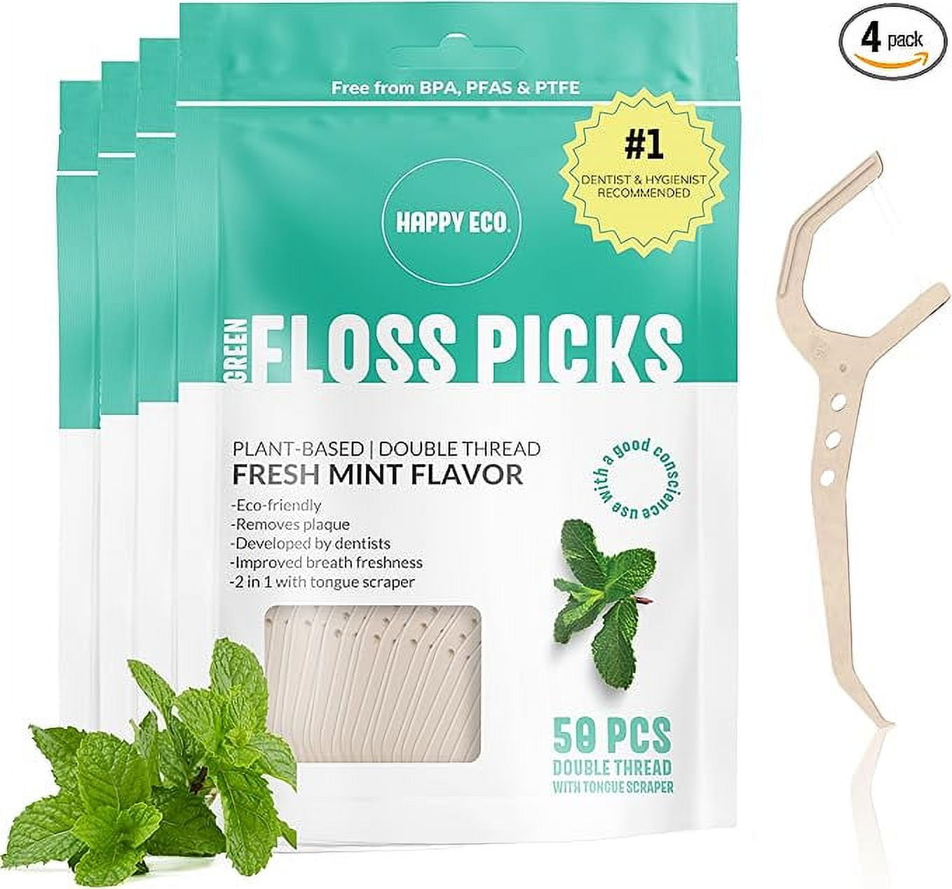 Natural Dental Floss Picks (200) - Vegan, Sustainable, Reusable Floss ...