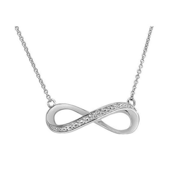 Natural Diamond Infinity Pendant Necklace in Solid Sterling Silver ...