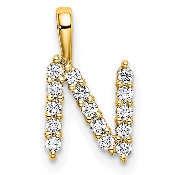 Fine Color Jewels Diamond Initial Pendant 14K Yellow Gold Lab Diamond N ...