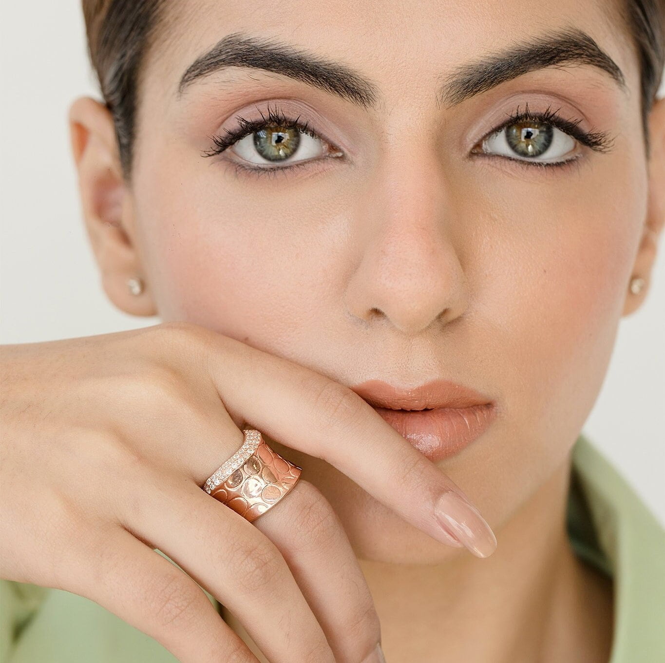 Natural Diamond Ring, Modern Yellow Thick Gold Signet Ring, Solid Rose ...